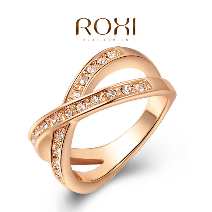 Roxi Exquisite Rose Golden Wedding Ring Platinum Plated With Aaa Zircon ...